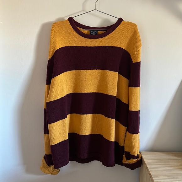 Steve & Barry's | Sweaters | Maroon And Yellow Oversized Cotton Knit ...